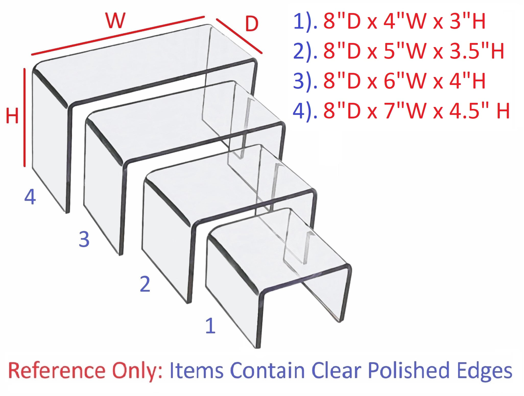 T'z Tagz Clear Acrylic Riser Showcase Display Stand 8-Inch-Deep Set ...