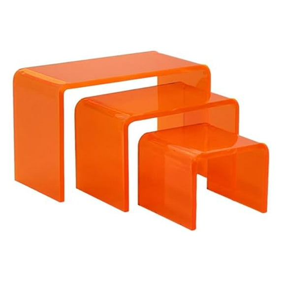 T'z Tagz New 2 Inch Deep 3 Piece Neon Orange Acrylic Riser Display ...