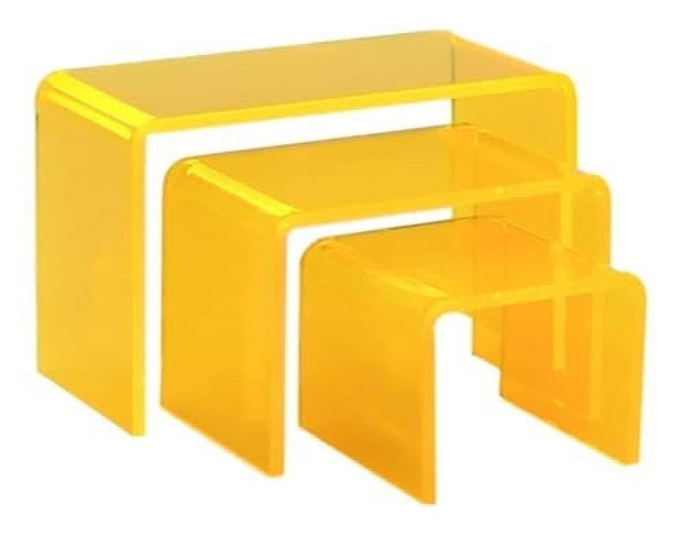 T'z Tagz New 2 Inch Deep 3 Piece Neon Yellow Acrylic Riser Display ...