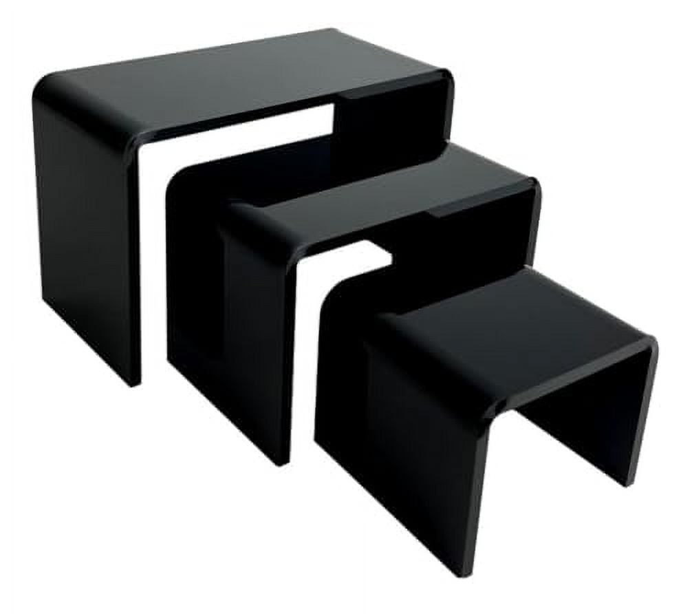 T'z Tagz New 2 Inch Deep 3 Piece Solid Black Acrylic Riser Display ...