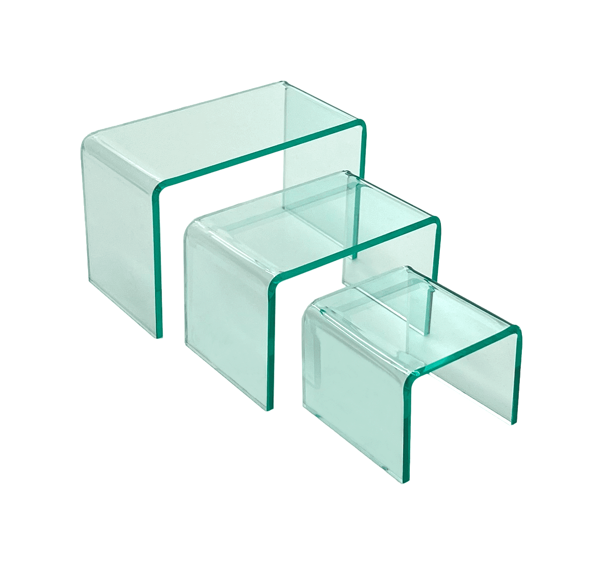 T'z Tagz New 3 Piece Glass Green Acrylic Showcase Riser Display Stand ...