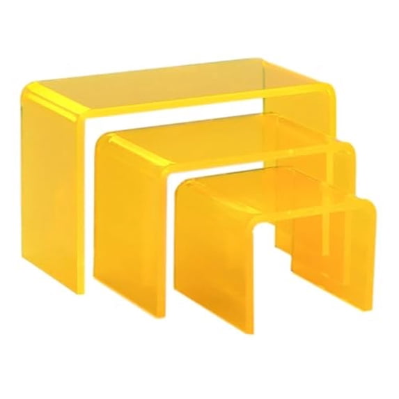 T'z Tagz New 3 Piece Neon Yellow Acrylic Showcase Riser Display Stand ...