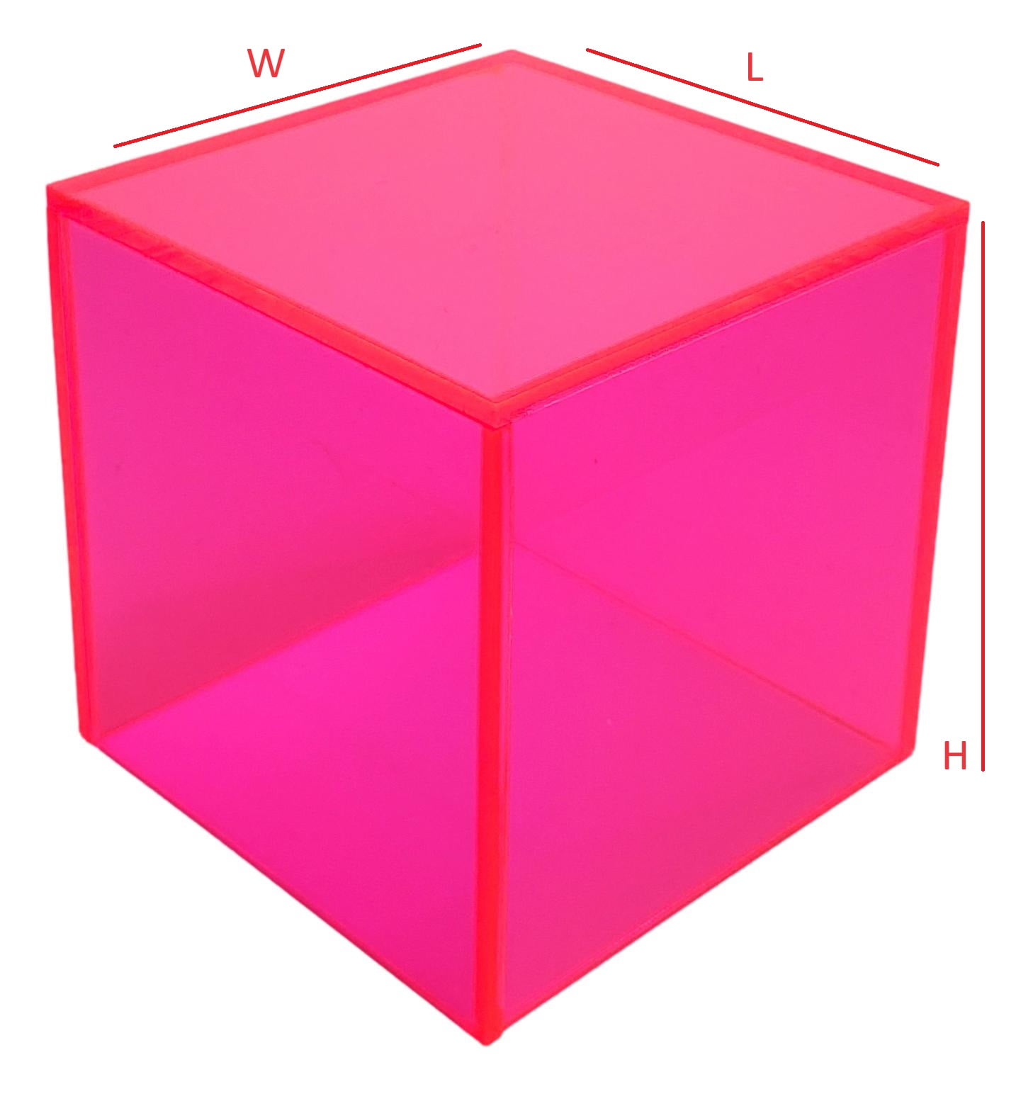 T'z Tagz New 4x4x4 Neon Red/Pink Acrylic Display Box Decorative Cube ...