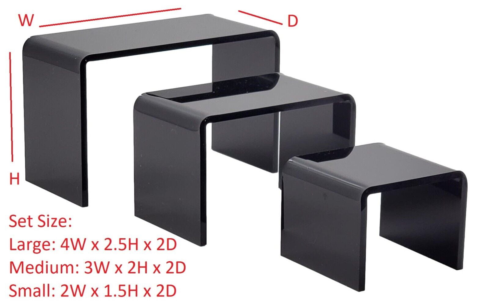 T'z Tagz New Glossy Solid Black Acrylic Riser Display Stands for ...