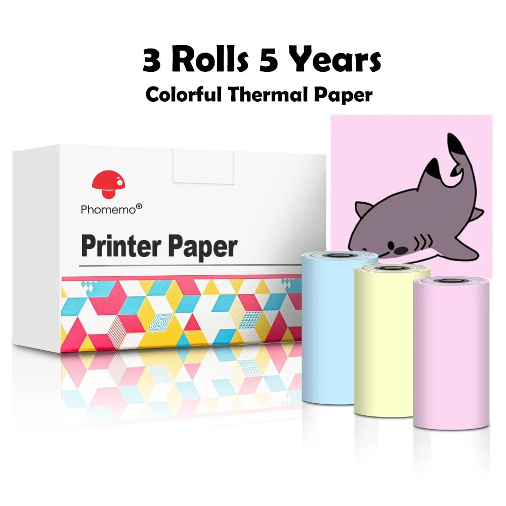 T02/M02X Colorful Thermal Sticker Paper Roll Self-adhesive Black ...