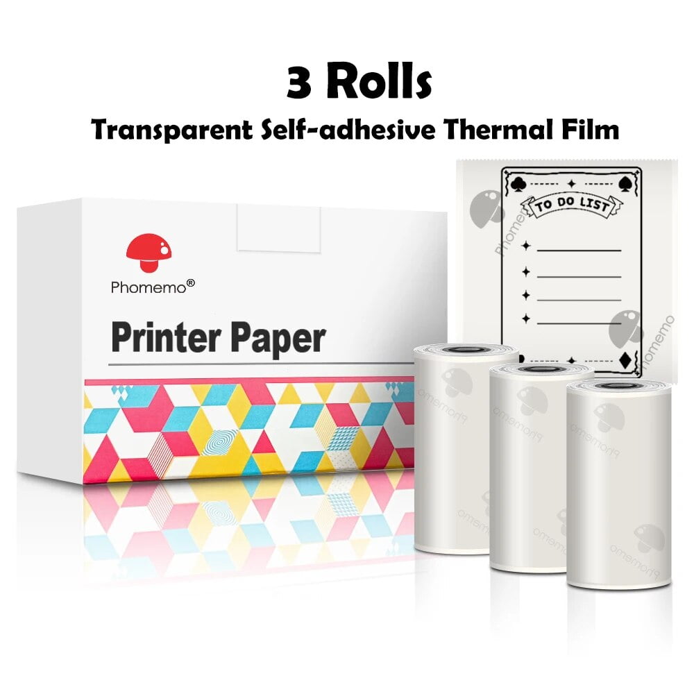 T02/M02X Colorful Thermal Sticker Paper Roll Self-adhesive Black ...