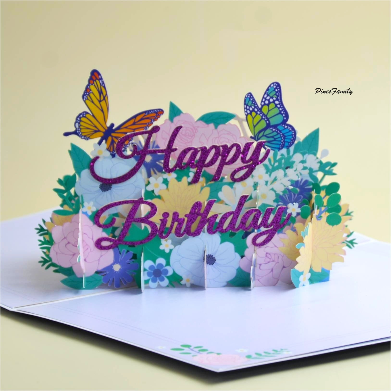T07-3D Pop Up Flower and butterfly Birthday Card - Walmart.com