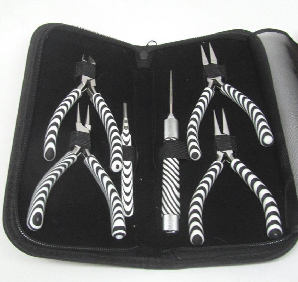 T075 - 6 piece Zebra Tool Plier Kit - BeadSmith - Chain Nose, Round ...