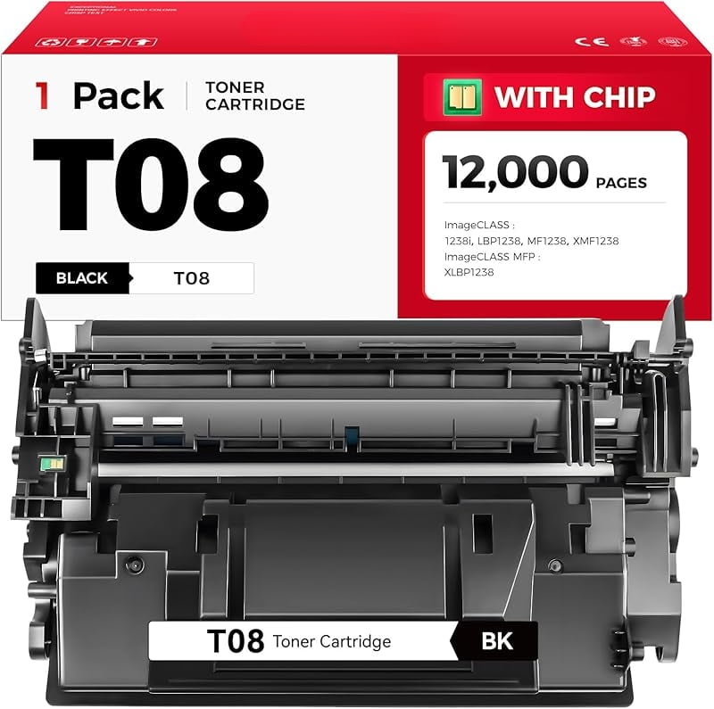 T08 T08L Black High Capacity Toner Cartridge 1-Pack with chip ...