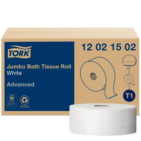 T1 Dispenser Compatible Jumbo Toilet Paper, 6 Rolls 2-Ply 1600 Feet per Roll, Advanced Bath ...