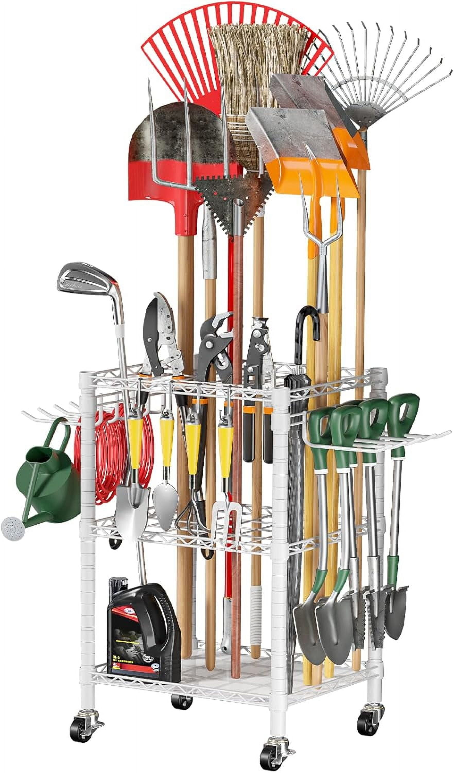 T1 Garden Tool Organizer with Lockable Wheels - Heavy Duty Freestanding ...