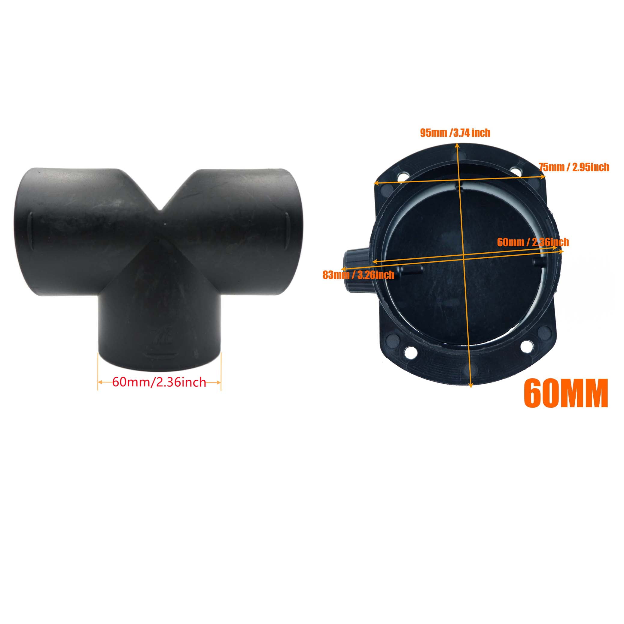 T1 Valve 60mm-Car Access Hose Outlet Joiner Connector, Securing Flap ...