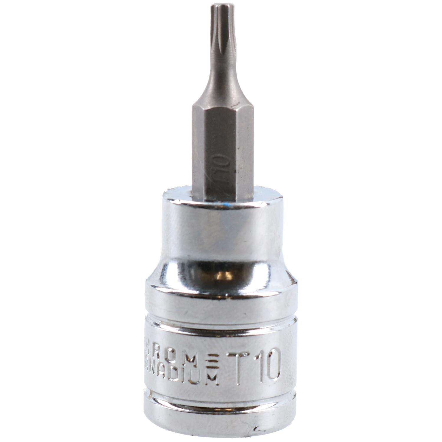 T10 Male Torx Bit Star Socket 3/8" Drive Standard Internal Chrome ...