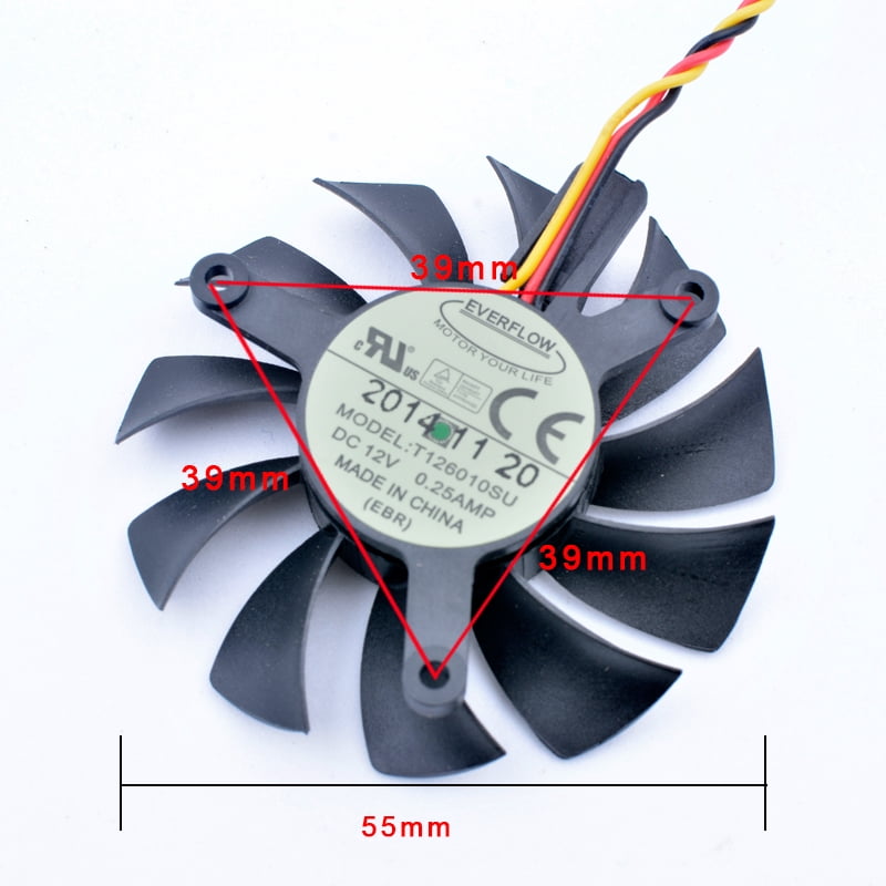 T126010SU 55mm hole pitch 39mm DC12V 0.25A Cooling fan - Walmart.com