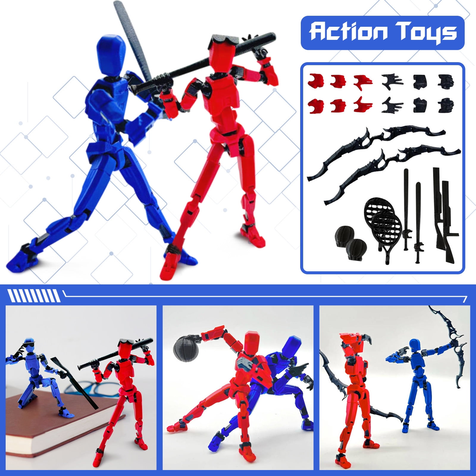 T13 Articulated Toys,8 Inch 3D Printed Movable Analog Robot,Movable 3D ...