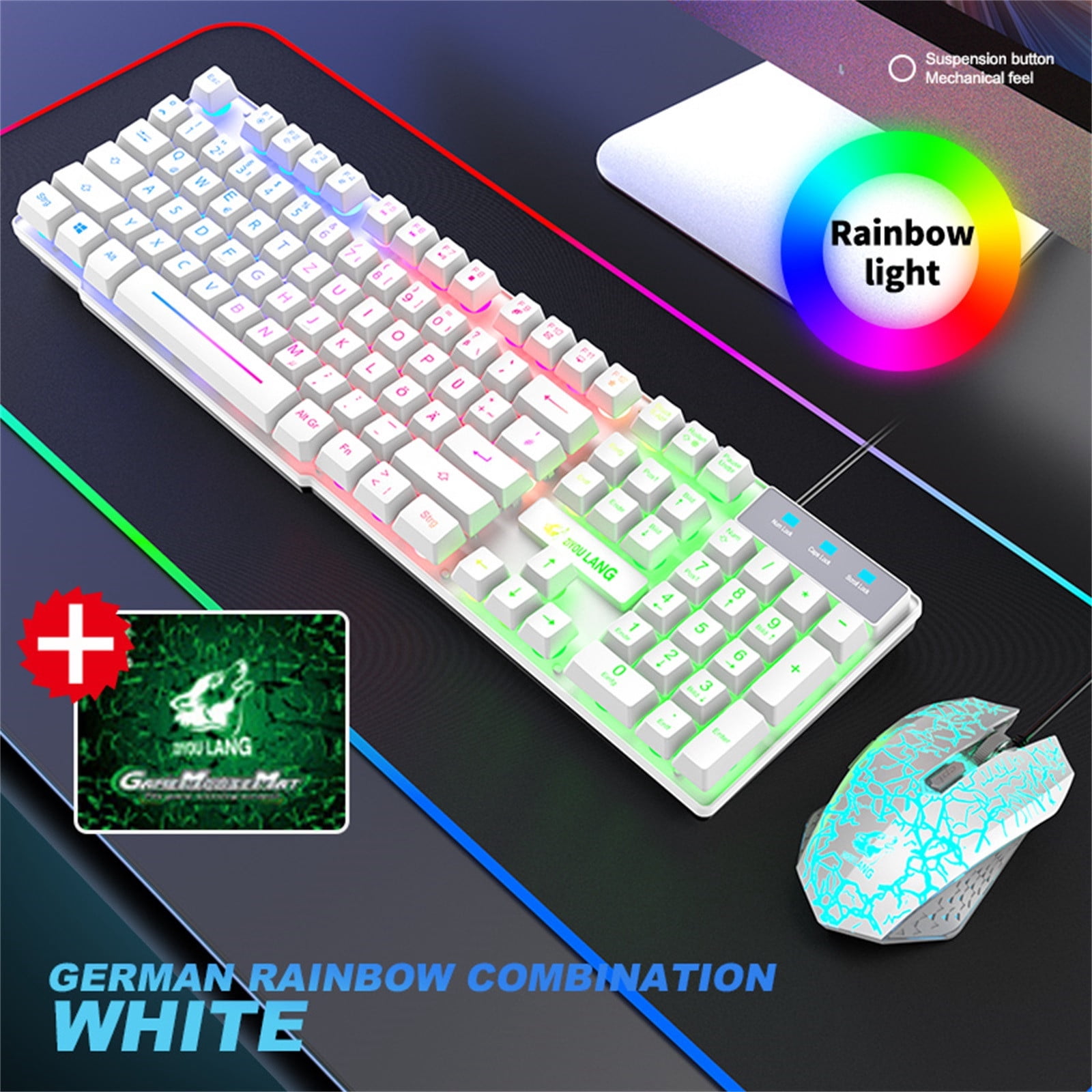 T13 Backlight Usb Ergonomic Gaming Keyboard and Mouse Set for PC Laptop ...
