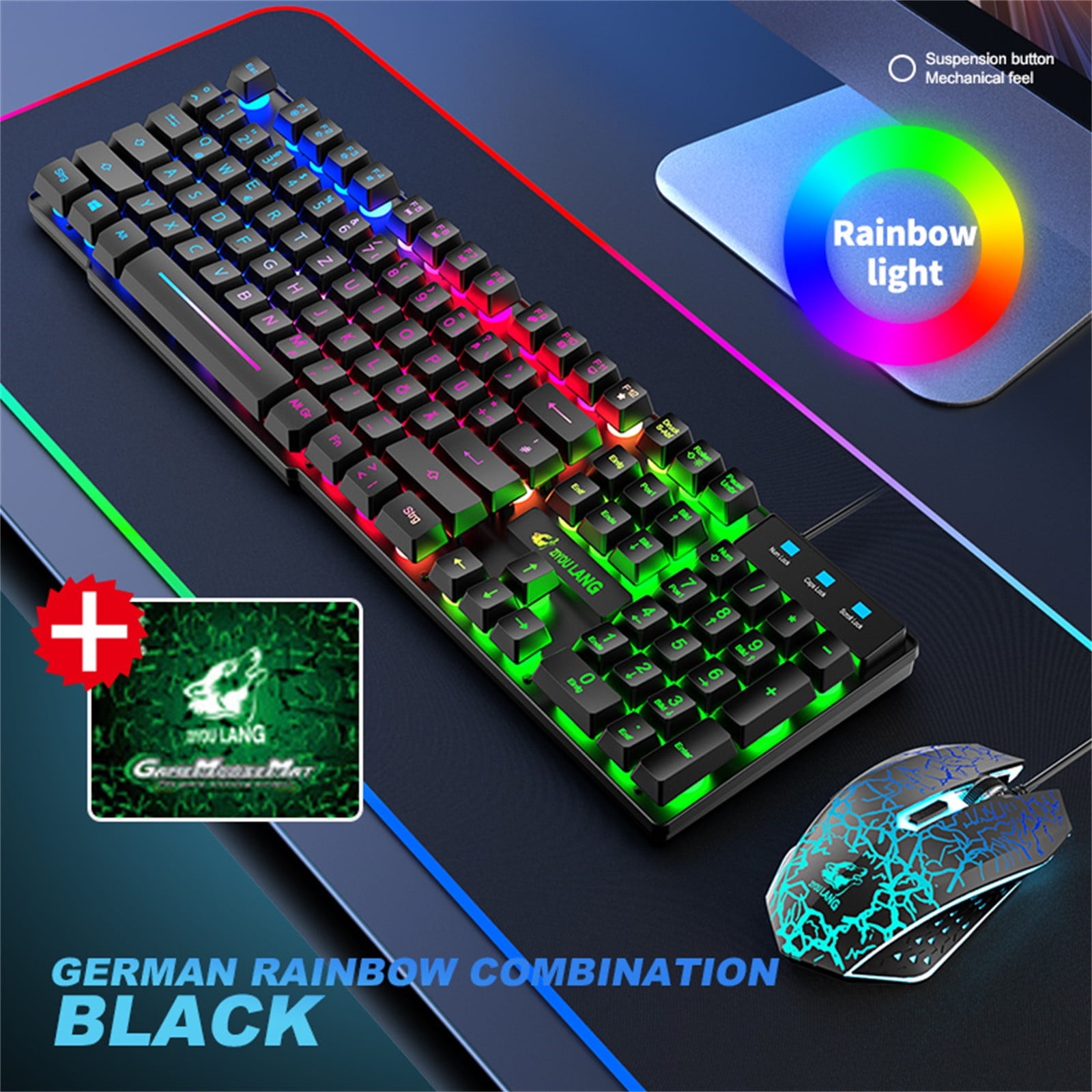 T13 Backlight Usb Ergonomic Gaming Keyboard and Mouse Set for PC Laptop ...