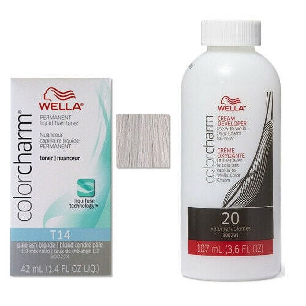 T14 Pale Ash Blonde Wella Hair color Toner + Developer v.20, 3.6oz ...
