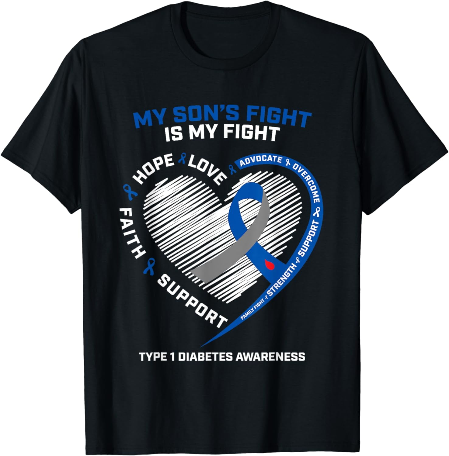 T1D Mom Dad My Son's Fight Type 1 Diabetes Awareness Gifts T-Shirt ...