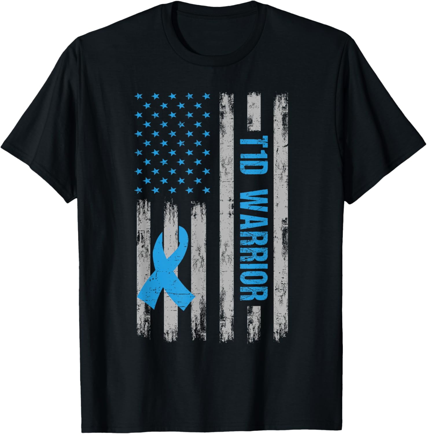 T1D Warrior Awareness American Flag Diabetic Diabetes Type 1 T-Shirt ...