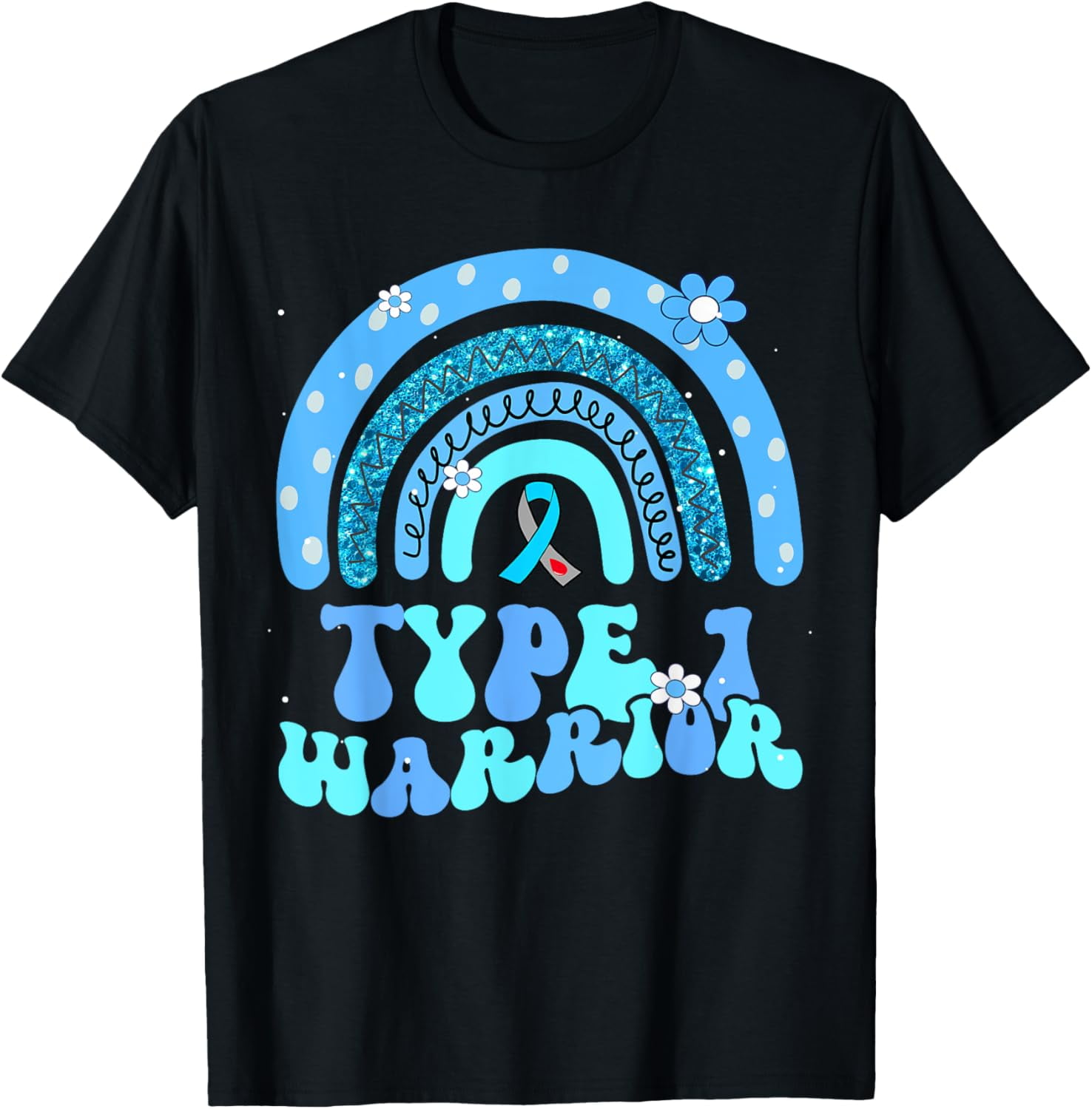 T1D Warrior Type 1 Diabetes Awareness Blue Ribbon T-Shirt - Walmart.com