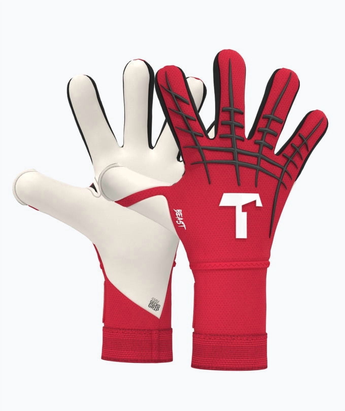 T1TAN Pro Soccer Goalkeeper Gloves Adult with Fingerprotection, Red ...