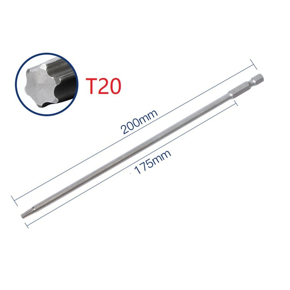 T20 Magnetic Torx Screwdriver Bit Alloy Steel 200mm Length - Walmart.com
