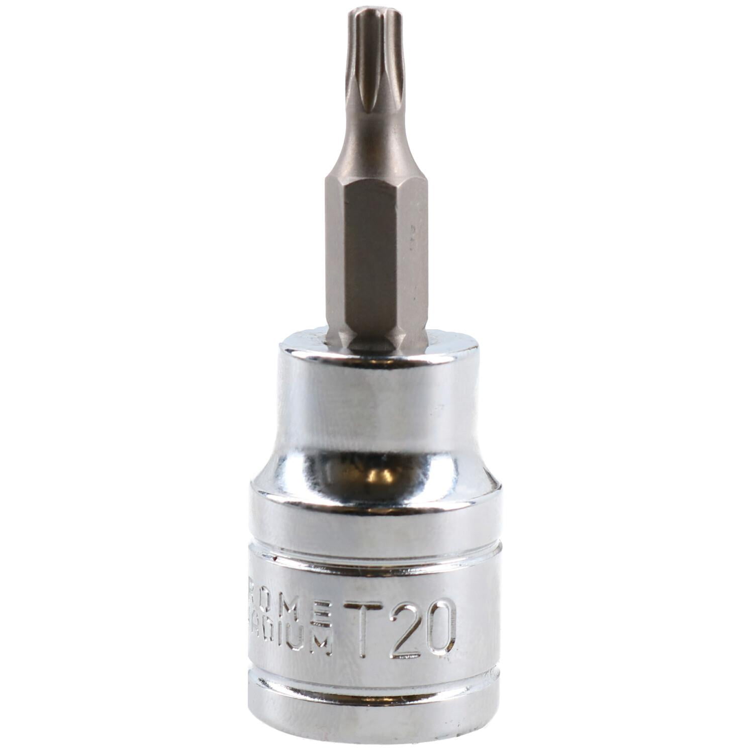 T20 Male Torx Bit Star Socket 3/8" Drive Standard Internal Chrome ...