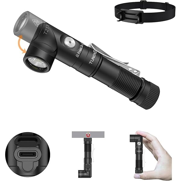 T21X 1400 High Lumen Mini Flashlight with Clip,EDC 90 Degree Flashlight ...