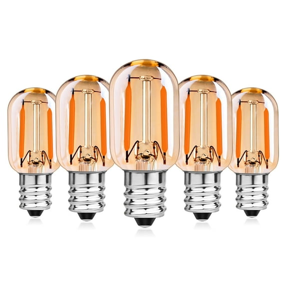 T22 LED Filament Bulb, E12 Candelabra Base Bulbs (Amber Glow),Vintage Tubular Night Light Bulb ...