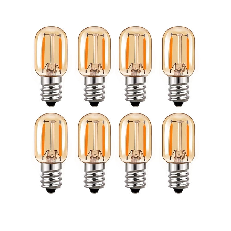 T22 LED Filament Bulbs 1W, E12 Candelabra Base, 2200K Ultra Warm White Amber Glow, Vintage ...