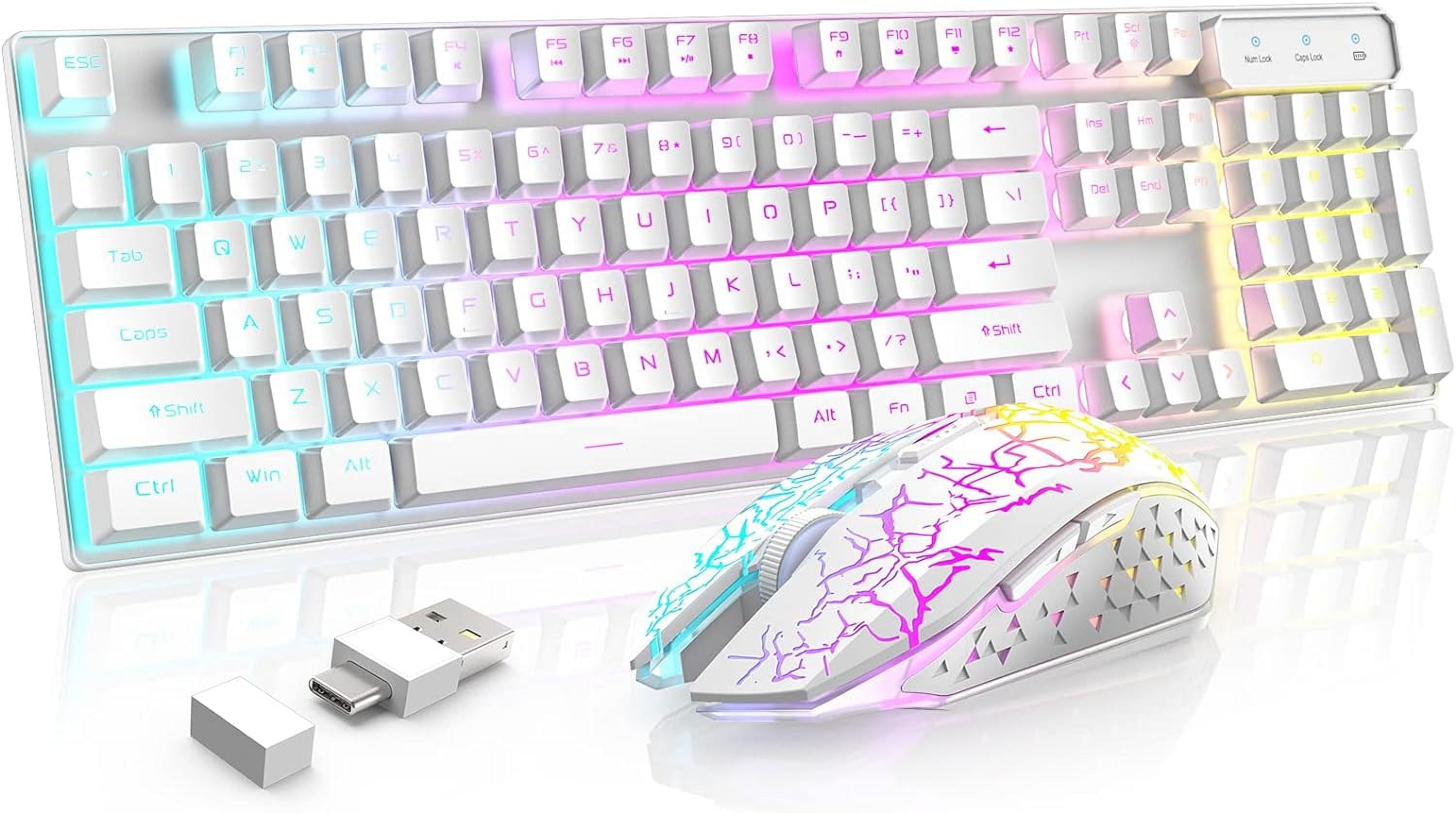 T3 Wireless Gaming Keyboard&Mouse Combo Rainbow Backlit Anti-ghosting ...