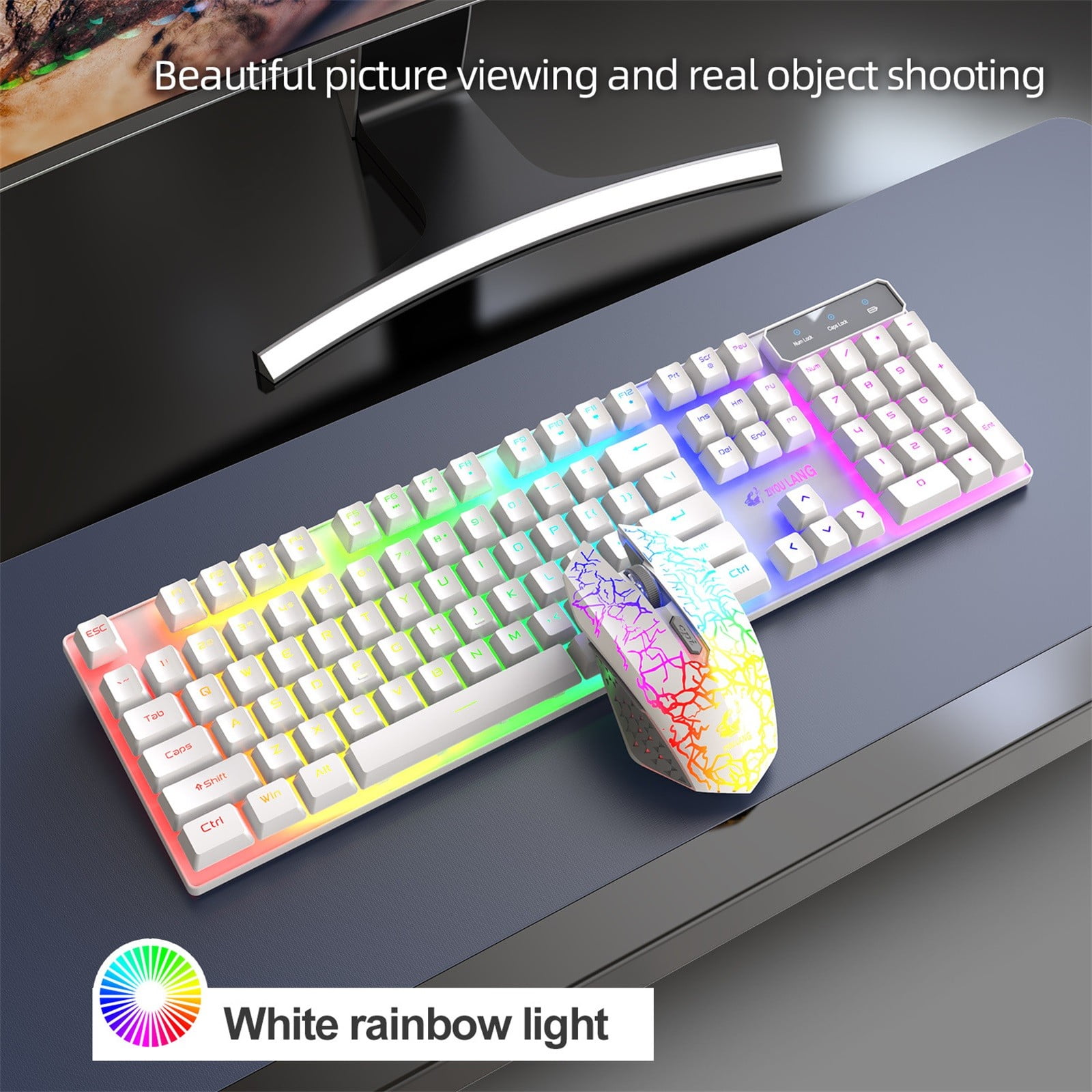 T3 Wireless Gaming Keyboard and Mouse Combo Rainbow Backlight ...