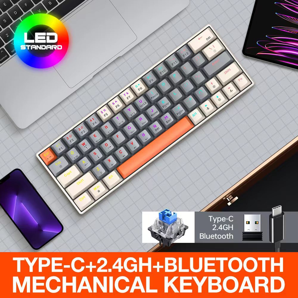T30 Three-Mode Wireless Bluetooth True Mechanical Keypad Rgb Luminous ...