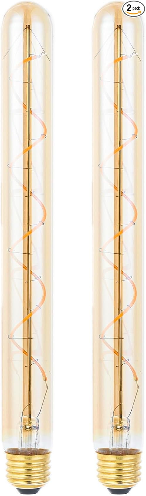 T300/T10 Long Tubular Light Bulb,40 Watt Equivalent E26 Base Amber ...