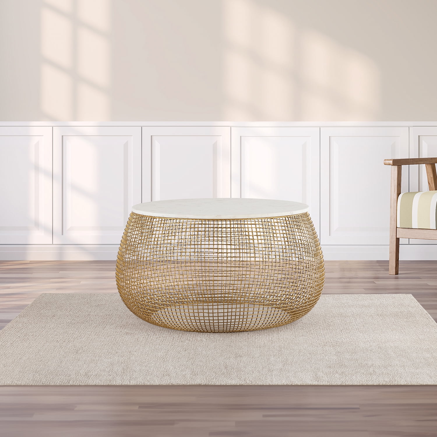 T3007 Modern Style Coffee Table Made with Iron Wire Frame in Gold Color ...