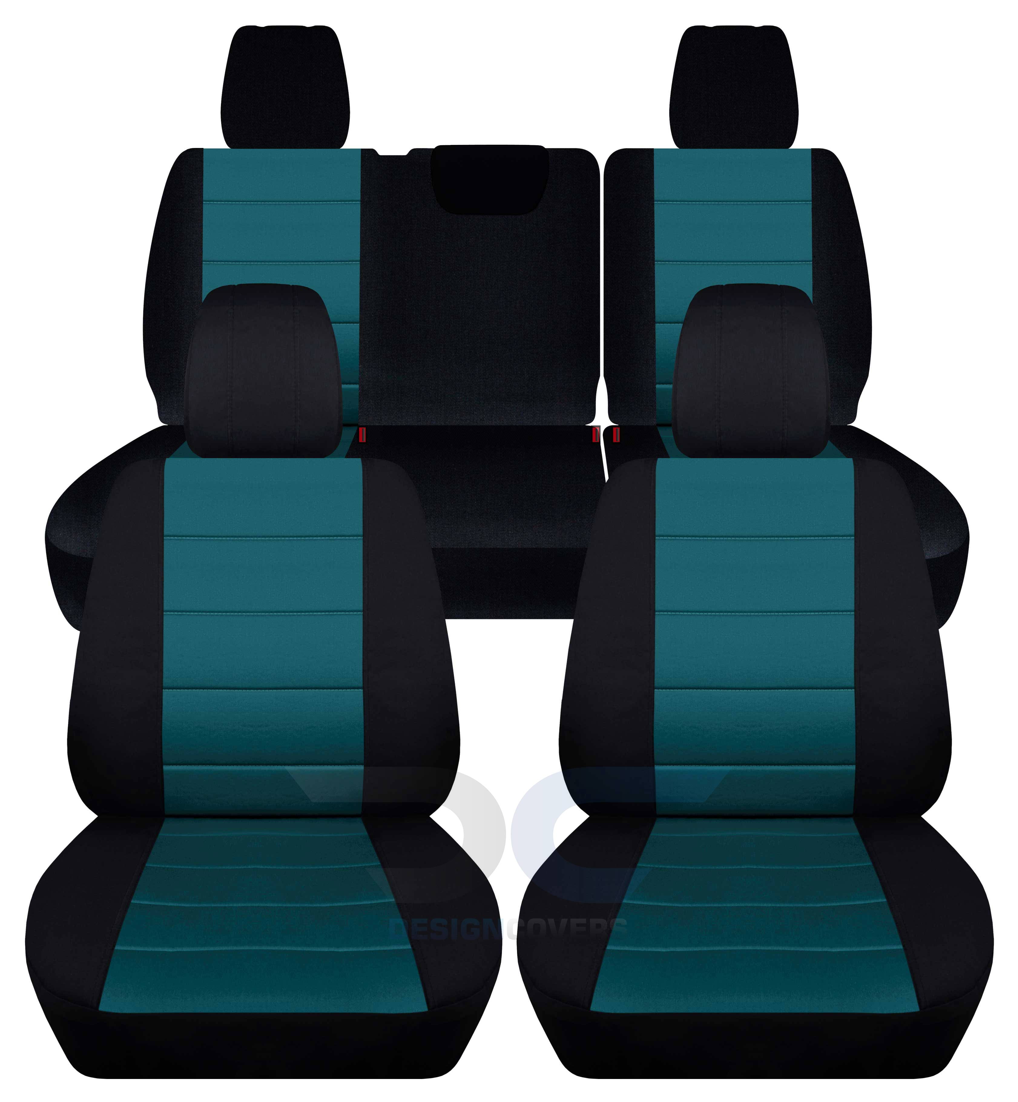 Designcovers 2018-2022 Jeep Wrangler JL 4-Door Black & Teal Cotton Seat ...