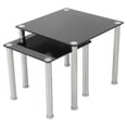 T32-A 2 Nesting Side Tables, End Tables , Black Glass and Chrome ...