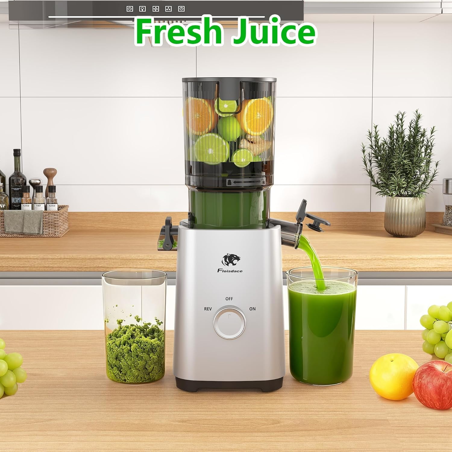 T34 Cold Press Juicer - 5.3" Large Feed Chute, Powerful AC Brushless ...
