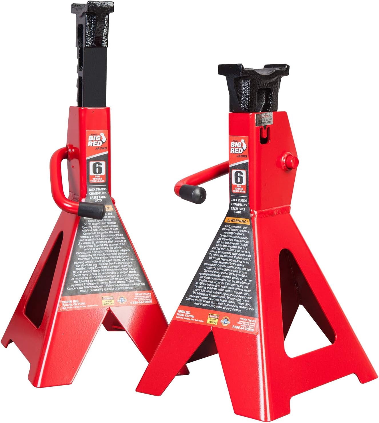 T43202 Torin Heavy Duty Steel Jack Stands: 3 Ton (6,000 lb) Capacity ...
