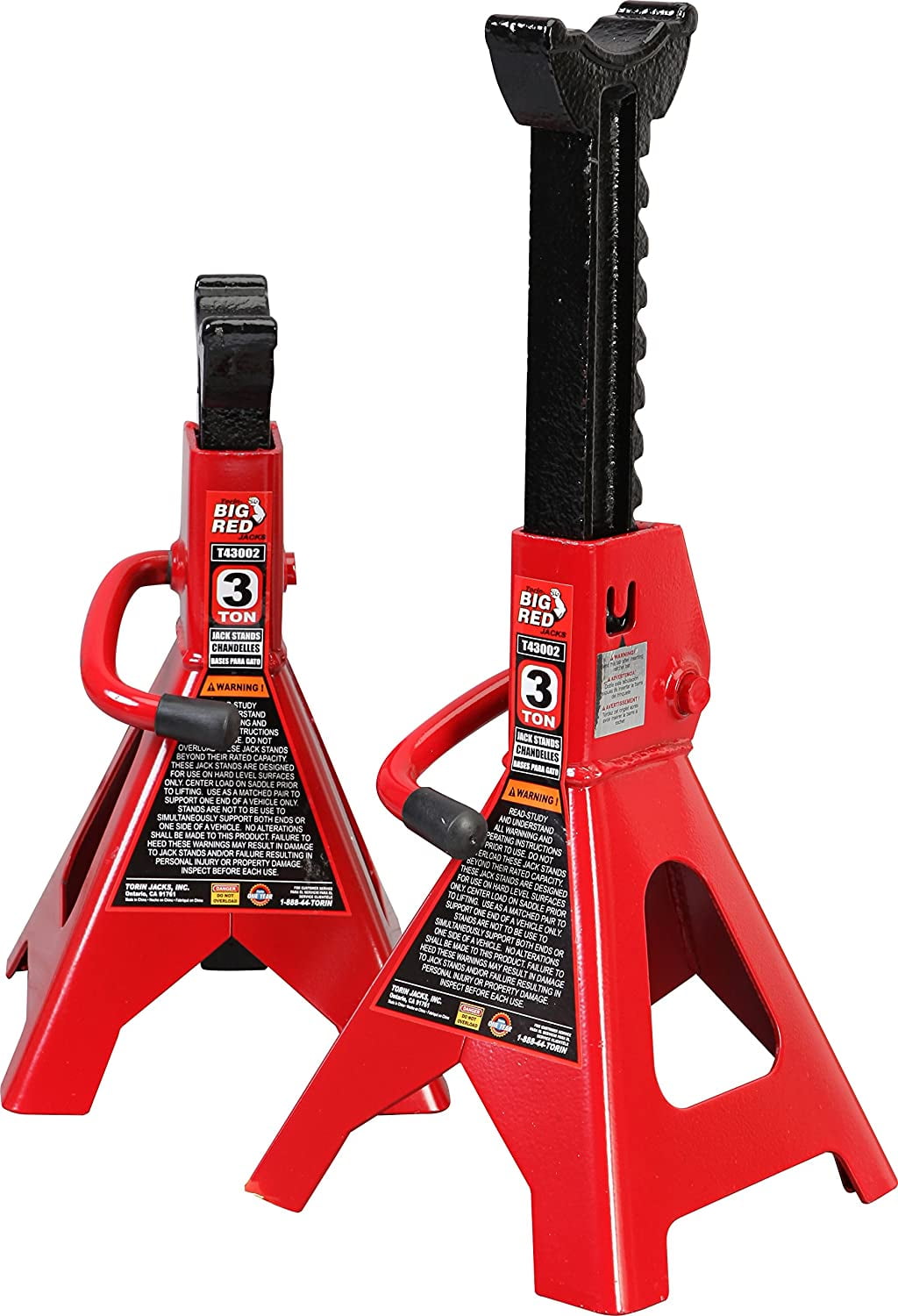 T43202 Torin Heavy Duty Steel Jack Stands: 3 Ton (6,000 lb) Capacity ...