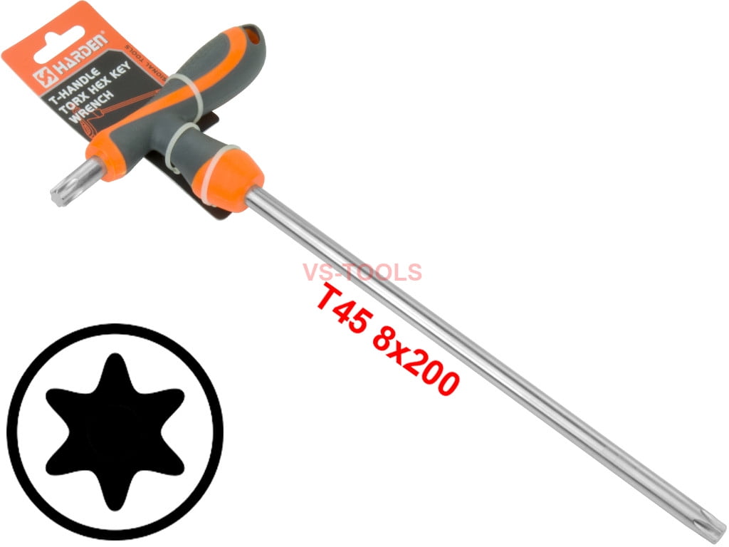 T45 T-Handle Torx Torque 6 Point Star Key CRV TPR Screwdriver Wrench ...