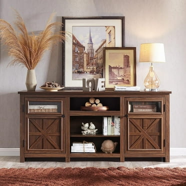 "BELLEZE 48"" Rustic Finish Farmhouse Wood TV Stand & Media ...