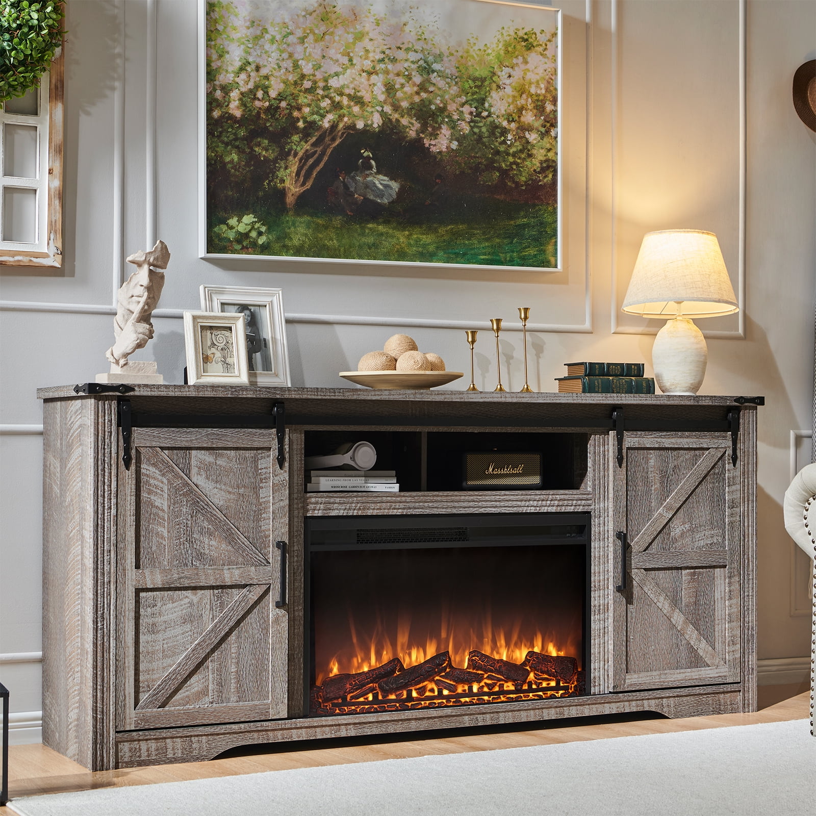 Customer reviews for T4TREAM Farmhouse 70" Fireplace TV Stand for TVs ...