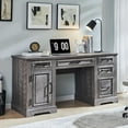 T4TREAM Farmhouse Wood 58" Executive Desk for Home Office, 30" High ...