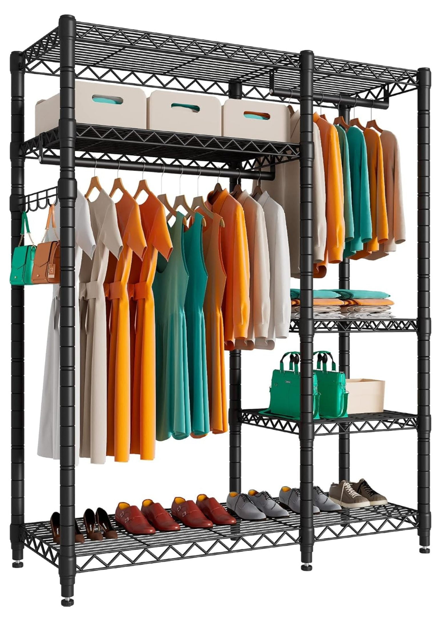 T5 Garment Rack Heavy Duty Clothes Rack, 5 Tiers Adjustable Wire ...