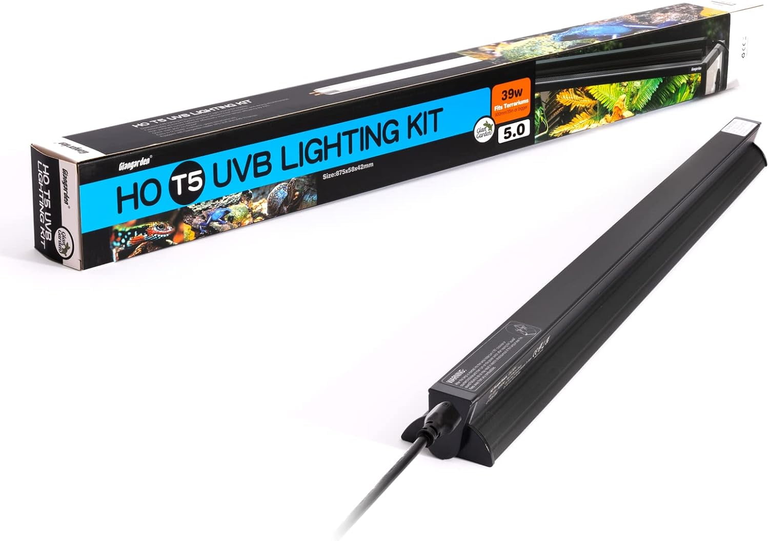 T5 HO UVB Lighting Combo Kit, Reptile Light Fixture with UVB 5.0 Fluorescent Tube Perfect for ...