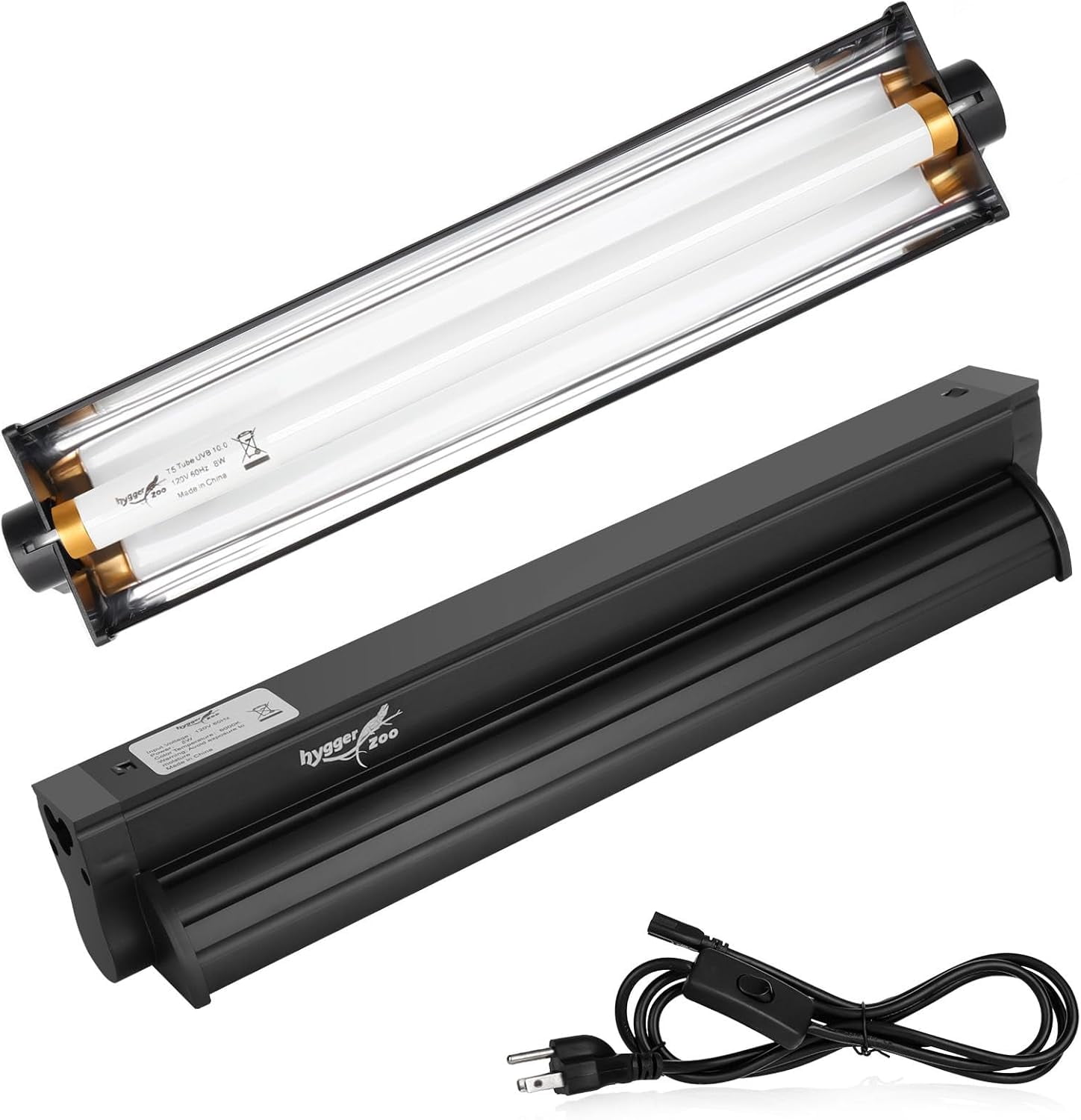 T5 UVB Reptile Light Fixture HO UVB Bulb Lighting Combo Kit, 10.0 UVB Light for Reptiles ...