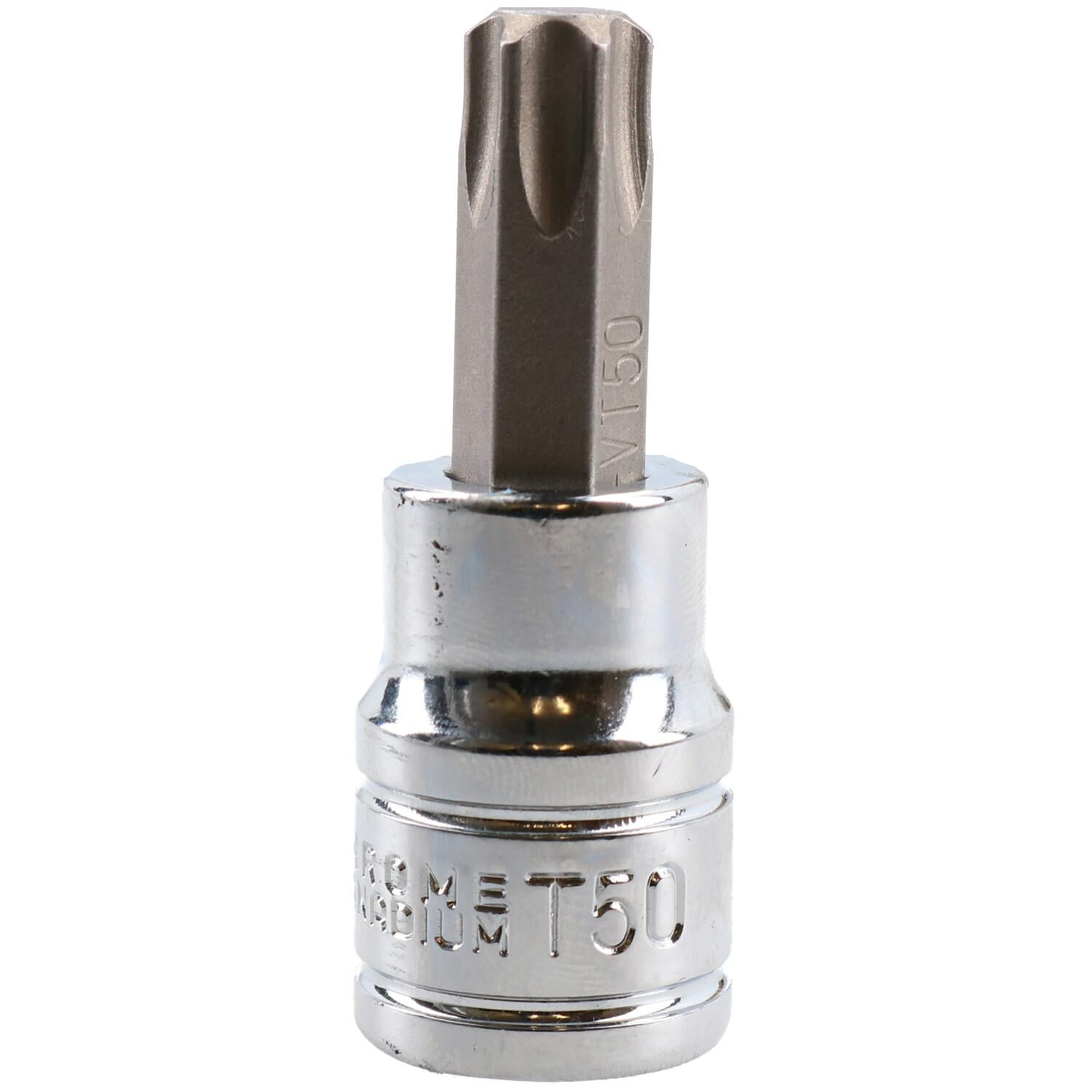 T50 Male Torx Bit Star Socket 3/8" Drive Standard Internal Chrome ...