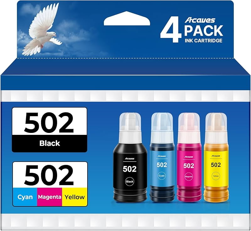 T502 502 Ink Refill Bottles ET-2850 ET-3850 Replacement for Epson 502 ...